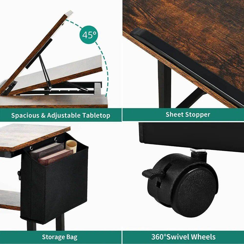 Height Adjustable Portable Laptop Desk with Tiltable Tabletop ...