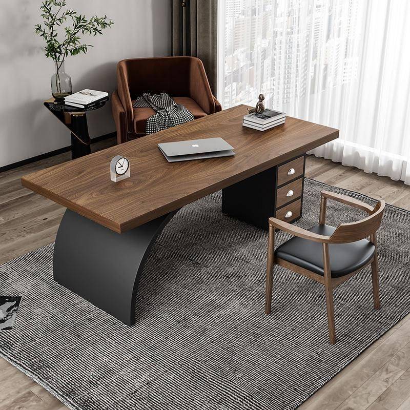 Modern Solid Wood Metal Computer Desk with Storage - Home Unlimited